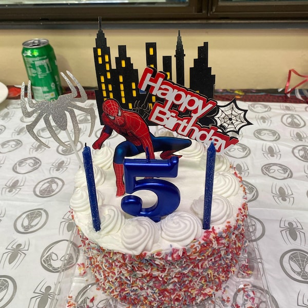 9pcs Spiderman Cake Topper Set Party Supplies Superhero Kids Children ...
