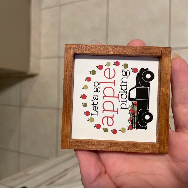 Apple Sign, Let's Go Apple Picking, Miniature Apple Sign, Tiered Tray ...