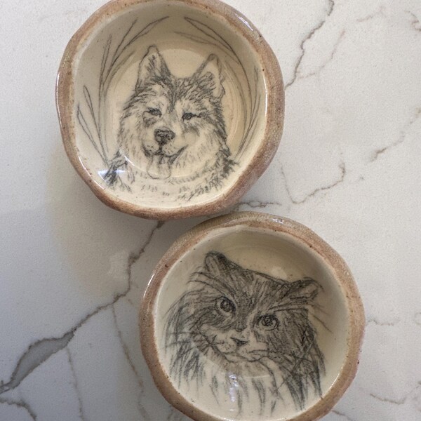 Adorable PUG Dog, Hand Drawn on Hand Made Ring Dish, Cream With ...