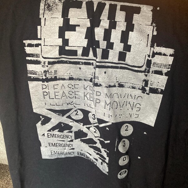 Exit Please Keep Moving - Photo Collage Silkscreen Shirt - Made to ...