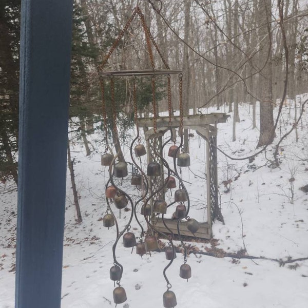 Cascade Bells - *wood Dinger Bell - Hanging Yard Art - Garden Decor ...