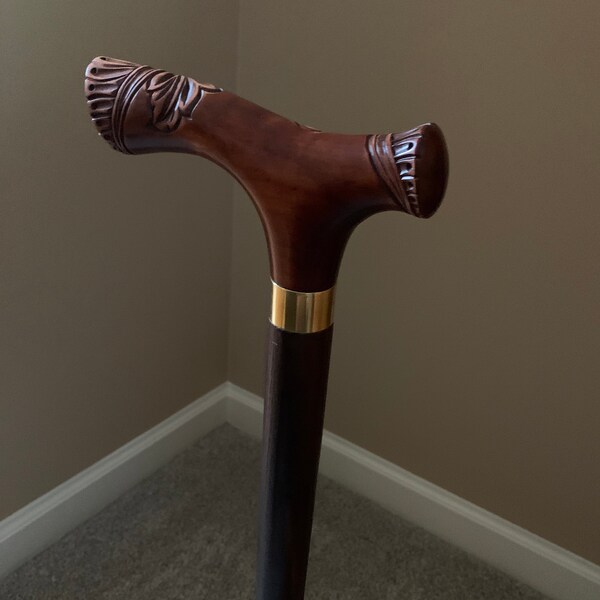 PATHFINDER Walking STICK Wood CANE Carving Unique Art Brown Wooden ...