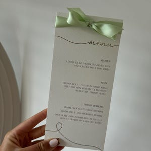 Simple Elegance White Wedding Menus - Etsy