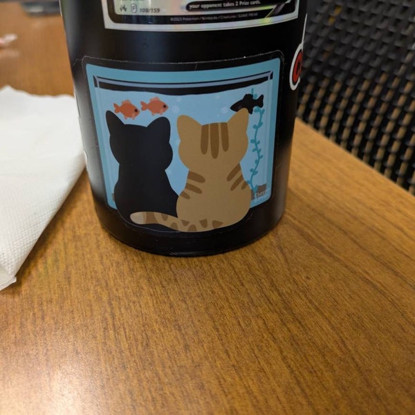 Tabico Calico Tabby Cat Vinyl Sticker for Water Bottle and Laptop, Cute ...