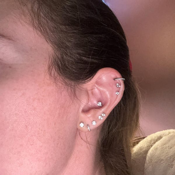 16G Dangle Cartilage Earring Stud/hidden Helix Piercing/conch Piercing/curved Bar Piercing ...