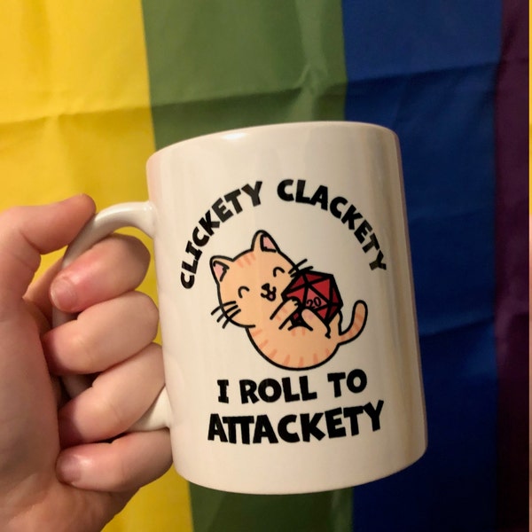 Clickety Clackety I Roll to Attackety Mug | Dnd Gift for Cat Lovers - Etsy