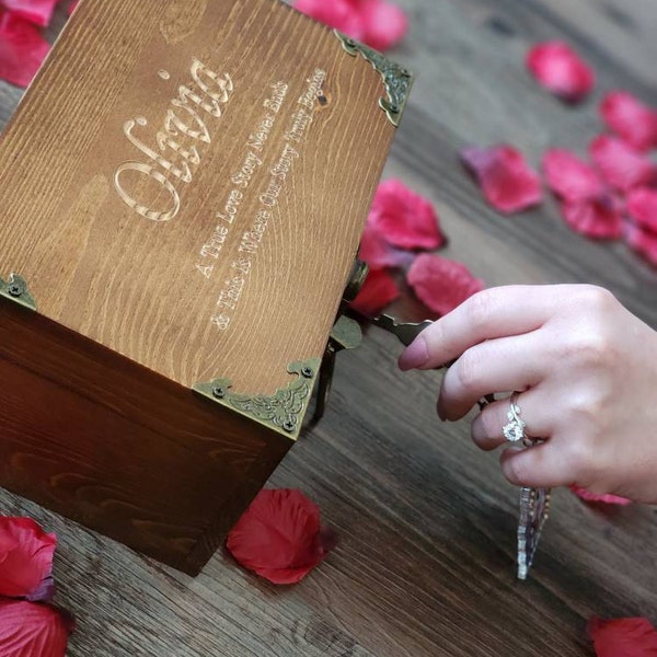 Personalized Wooden Gift Box With Lock & Key , Engraved Wood Jewelry ...