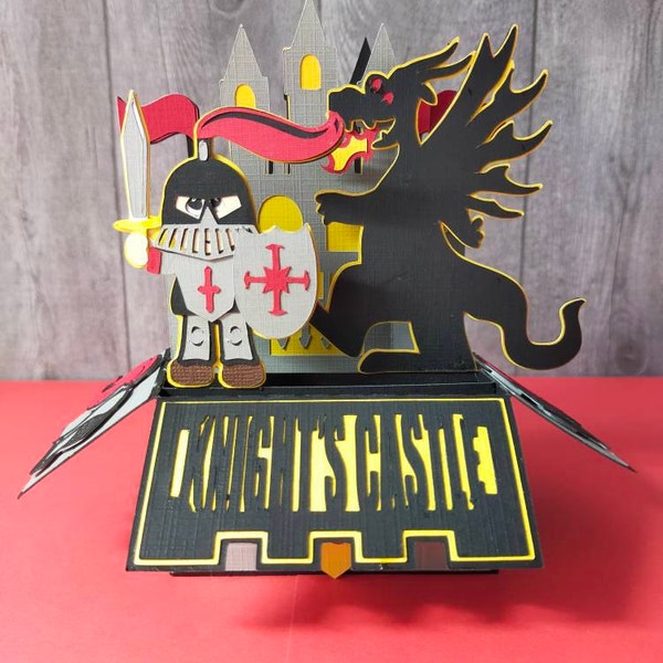 Knights Castle Card in A Box 3D SVG - Etsy