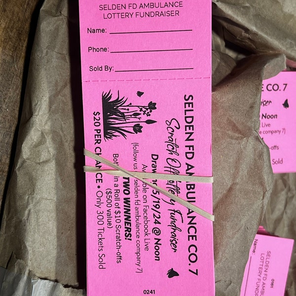 CUSTOM 2-part Standard Raffle Tickets; Numbered Both Sides - Black Ink ...