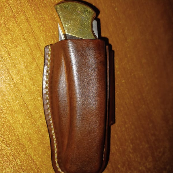 Vertical and Horizontal Leather Sheath for Buck 110 Folding Hunter ...
