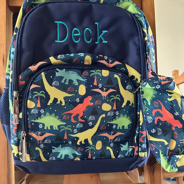 Dinosaur Monogram Backpack: Personalized School Bag & Lunch Bag - Etsy