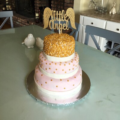 Little Angel Cake Topper,baby Shower Angel Wings Cake Topper,angel Cake ...