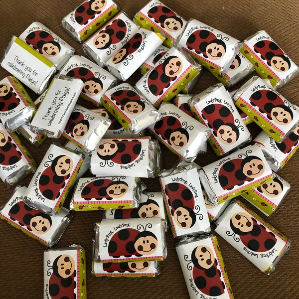 Ladybug Mini Candy Bar Labels - Ladybug Baby Shower Wrappers for ...