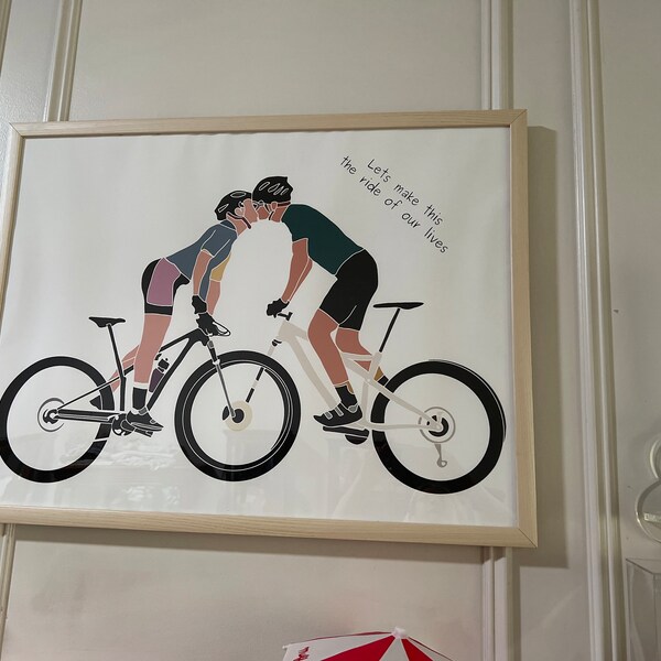 Couples Bicycle Art Print Picture | Love & Cycling Quote | Wedding ...