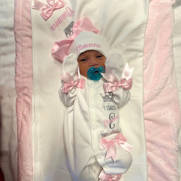Newborn Baby Boy Homecoming Set, Any Name Sleepsuit / Babygrow Hat ...