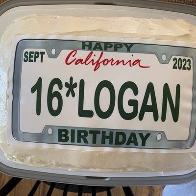 License Plate Edible Cake Topper - Etsy
