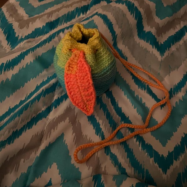 Crochet Orange Bag PATTERN, Drawstring Bag PATTERN, Crochet Drawstring ...