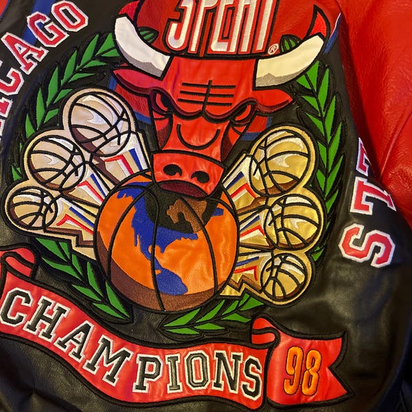 3 Peat Chicago Bulls Leather Jacket - Hand Made Customized Jacket - Etsy