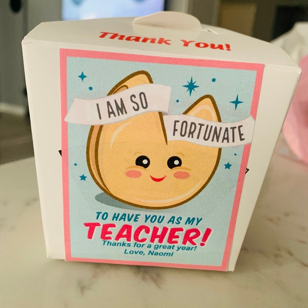 Fortune Cookie Teacher Gift Tag, Fortunate Gift Tag, Teacher Classroom ...