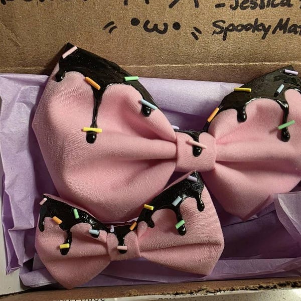 Pastel Goth Black Icing Bow With Rainbow Sprinkles - Etsy