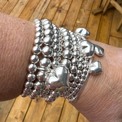 925 Sterling Silver Stretch Bracelets stack of 7, Sterling Silver ...