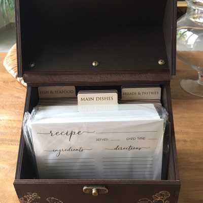 Personalized Recipe Box With Wooden Dividers Gift for Mom Floral Recipe ...