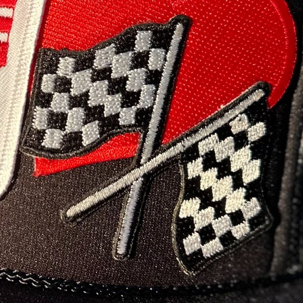 Checkered Flag Chequered Auto Car Racing Rockabilly Applique Iron-on ...