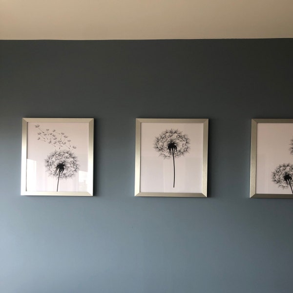 DANDELIONS Set of 3 Gallery Wall Art Prints Dandelion Flower Sketch ...