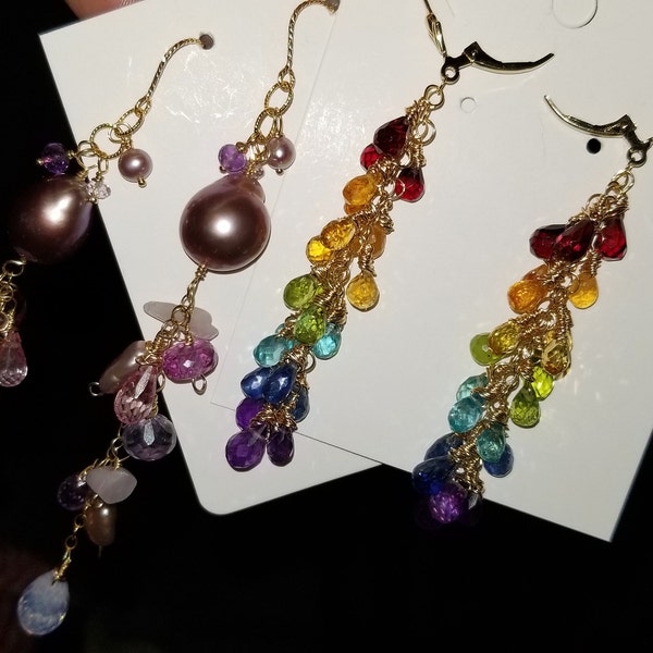 Bright Rainbow Waterfall Earrings - Etsy