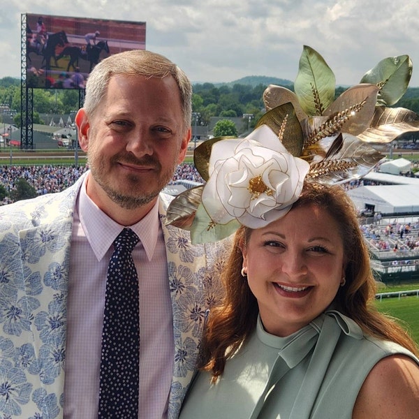 Kentucky Derby Hat Fascinator Royal Blue Woven Base With Navy Rose ...