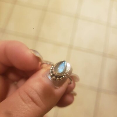 Sterling Silver Labradorite Ring, Pear Labradorite Ring - Etsy