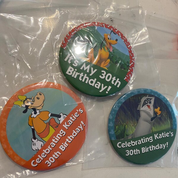 Disney Inspired Birthday Celebration Buttons, Custom Disney Birthday ...