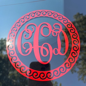 Monogram Vinyl Decal, Monogram Sticker Personalized Monogram, Circle or ...