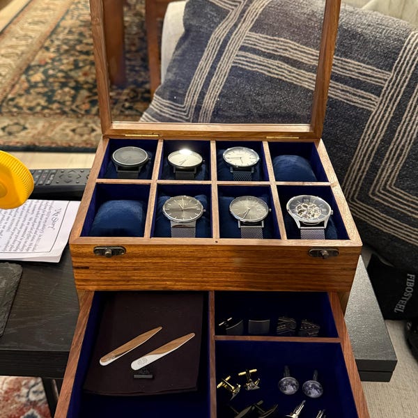 Personalized Watch Box With Drawer, Watch Case for Men, Wood Watch Box ...