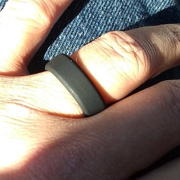 8mm Black Silicone Wedding Band | Unisex Rubber Activity Ring - Etsy