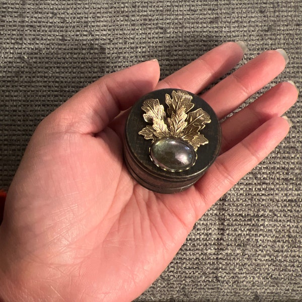 Rustic Woodland Trinket Box Stained Wood Ring Box Vintage Style Brass ...