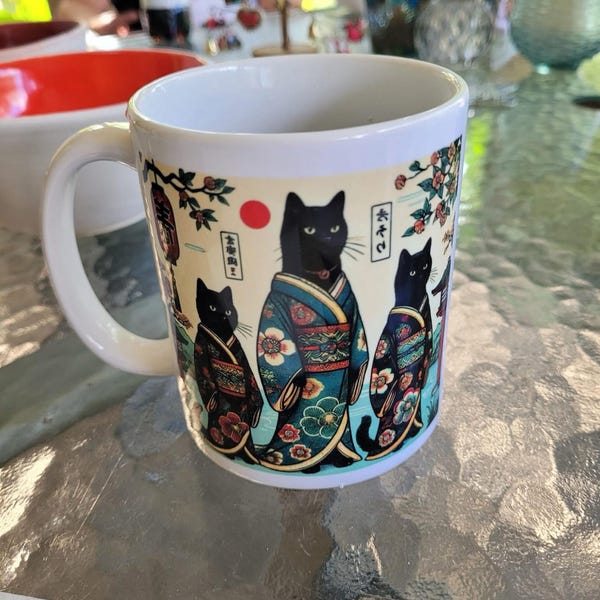 Sumo Cats Poster Japanese Decor, Cat Wall Art Print, Neko Kimono, Cute ...