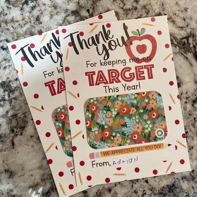 PRINTABLE Target Gift Card Holder, Teacher Appreciation, Thanks for ...