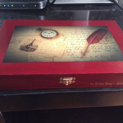 Wooden Keepsake / Letter Box Collage/decoupage With Vintage Sepia/gray ...