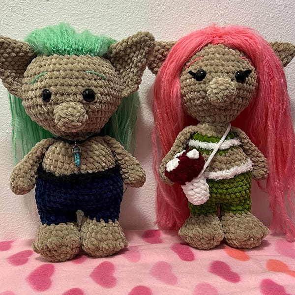 Woodland Trolls Crochet Pattern – Amigurumi PDF, Fantasy Troll Plush ...