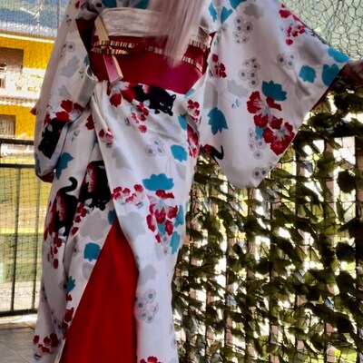 Japanese Yukata Set 3pcs Set With Obi Belt/ Japanese Women - Etsy