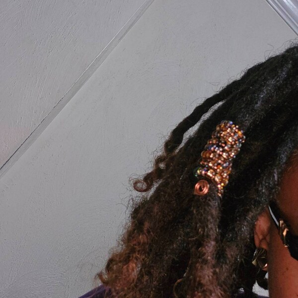 Copper and Topaz Beaded Loc Coil, Loc Jewelry, Braid Coil, Hair ...