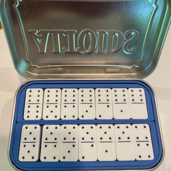 Travel Dominoes in Altoids Tin - Mini Domino Double Six With Tile Racks ...
