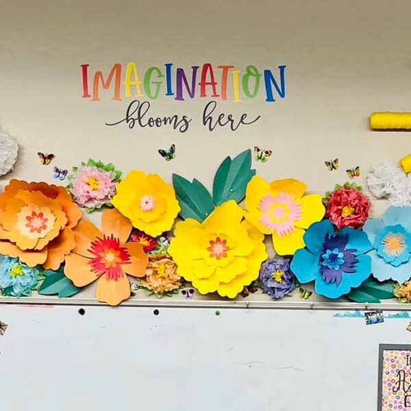 Imagination Blooms Here Decal | Classroom Decor | Children Bedroom or ...