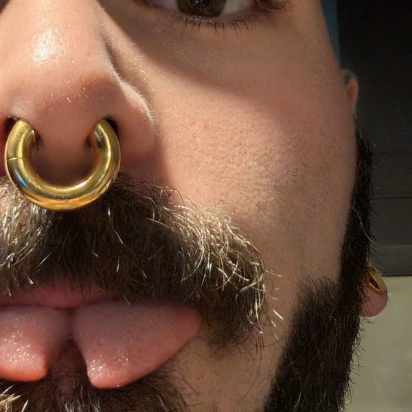 00G/0G/2G/4G/6G/8G/10G/12G/16G/18G/20G Gold Implant Grade Titanium Large Gauge Thick Septum ...