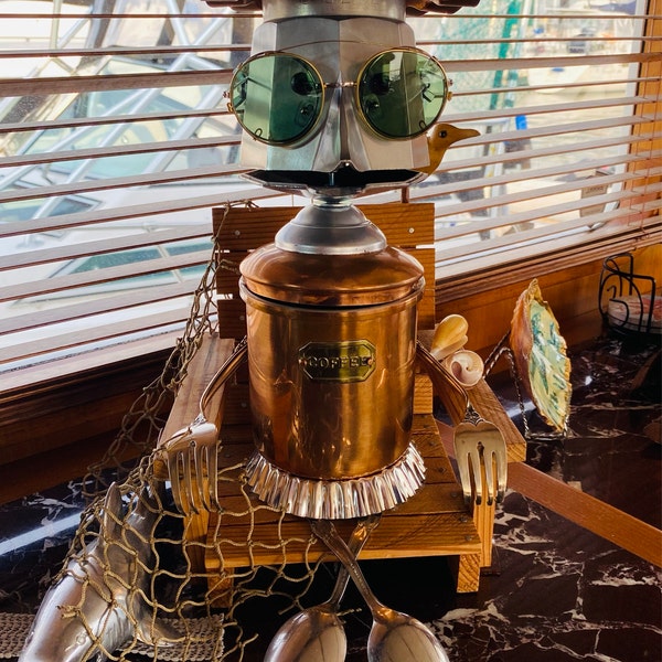 Big Fantasy Bird on Driftwood Found Object Art Sculpture Upcycled ...