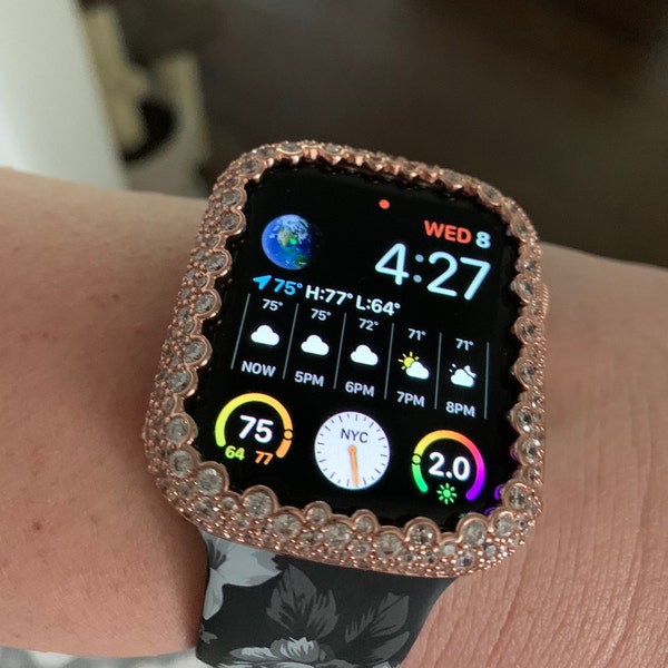 Series 9 Apple Watch Case Woman Rose Gold Lab Diamond Bezel Apple Watch ...