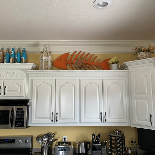 Fish Skeleton Fish Decor Fish Wall Decor Wooden Fish Art Beach Coastal ...