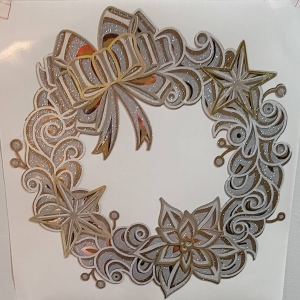 Christmas Wreath 3D Zentangle Svg Files, Multilayer Panel for Laser ...