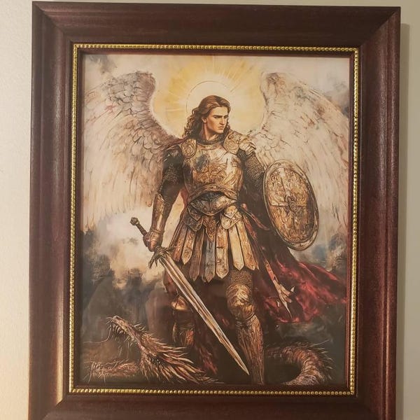 Wall Art, Saint Michael the Archangel Defeating the Dragon, Christian ...